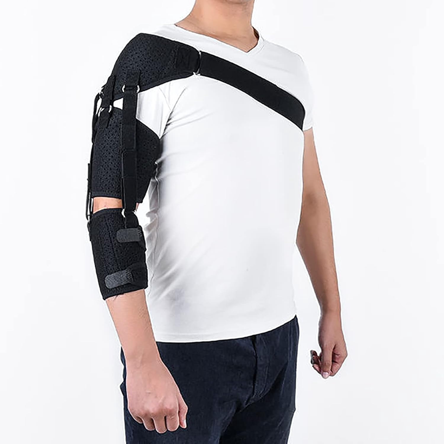 LANFENG Adjustable Shoulder Brace Support Arm Sling in Black for Stroke ...