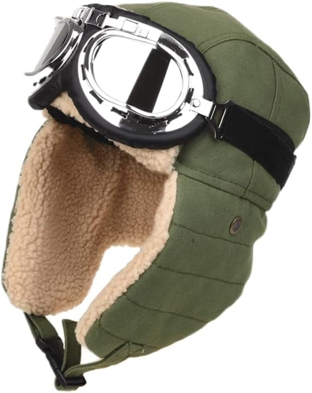 LANFENG Aviator Hat Pilot Goggles Fur Ear Flaps Trooper Trapper Pilot ...