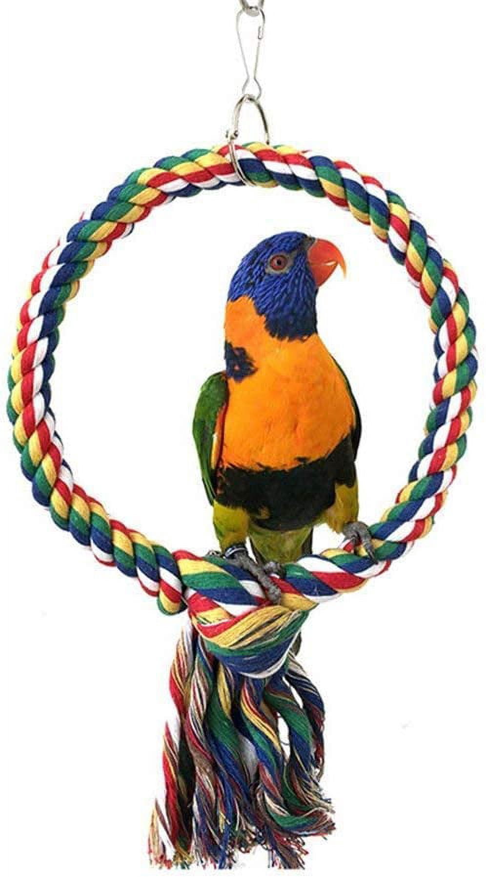 LANFENG Bird Swing Perch Stand Cotton Rope Toy for Parrot Budgie ...