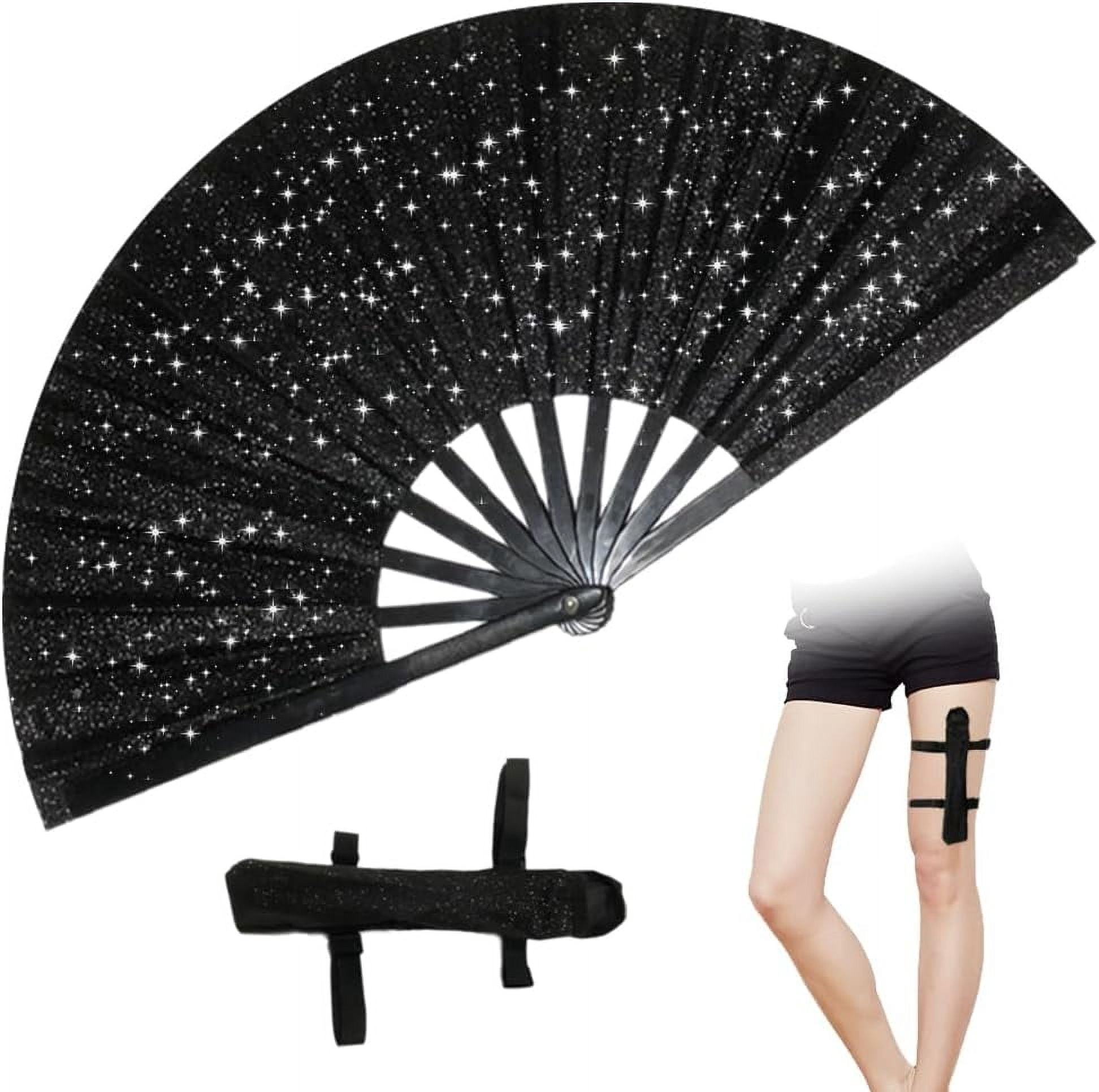 LANFENG Boots On The Ground Hand Fan, Large Glitter Popping Fan Clack ...