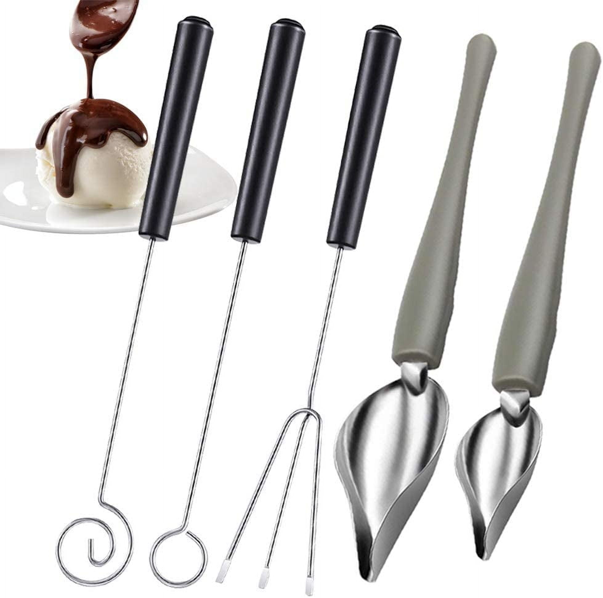 LANFENG Chocolate Dipping Tools and Culinary Decorating Spoons Set, 3 ...