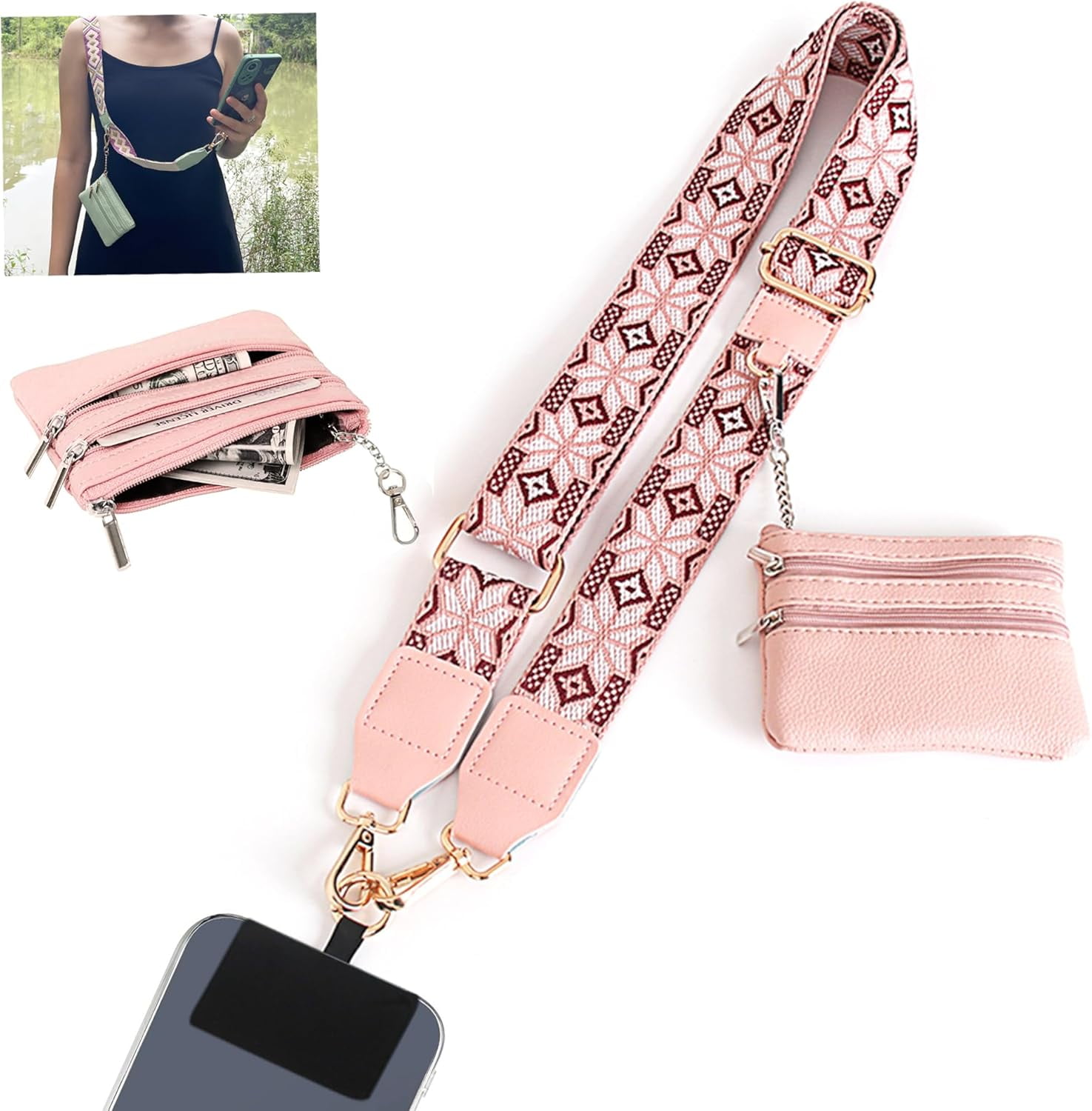 LANFENG Clip and Go Strap for Phone with Wallet Crossbody, Adjustable ...