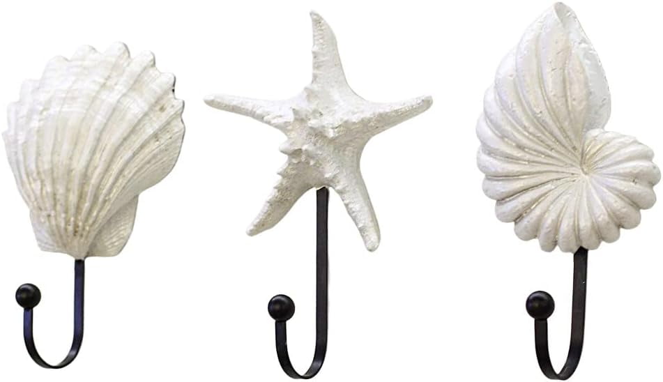 LANFENG Coat Hooks, 3PCS Resin Ocean Style Seashell Wall Hooks ...