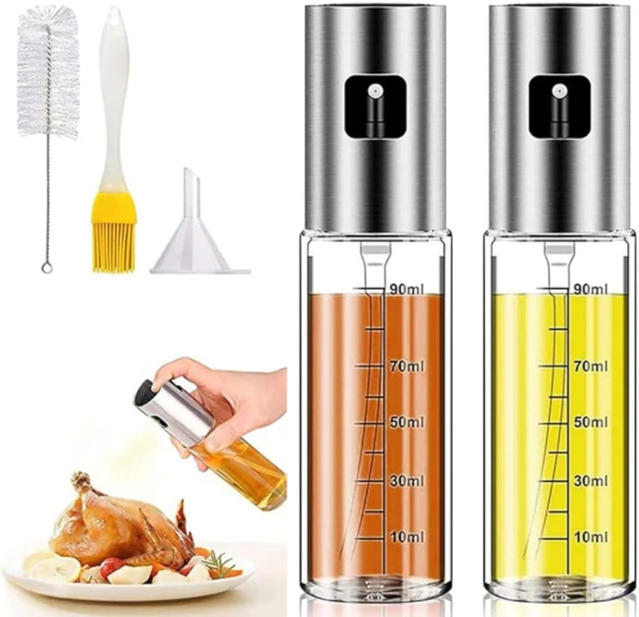 LANFENG Cooking Oil Sprayer Set of 2 Refillable Bottles for Air Fryer ...