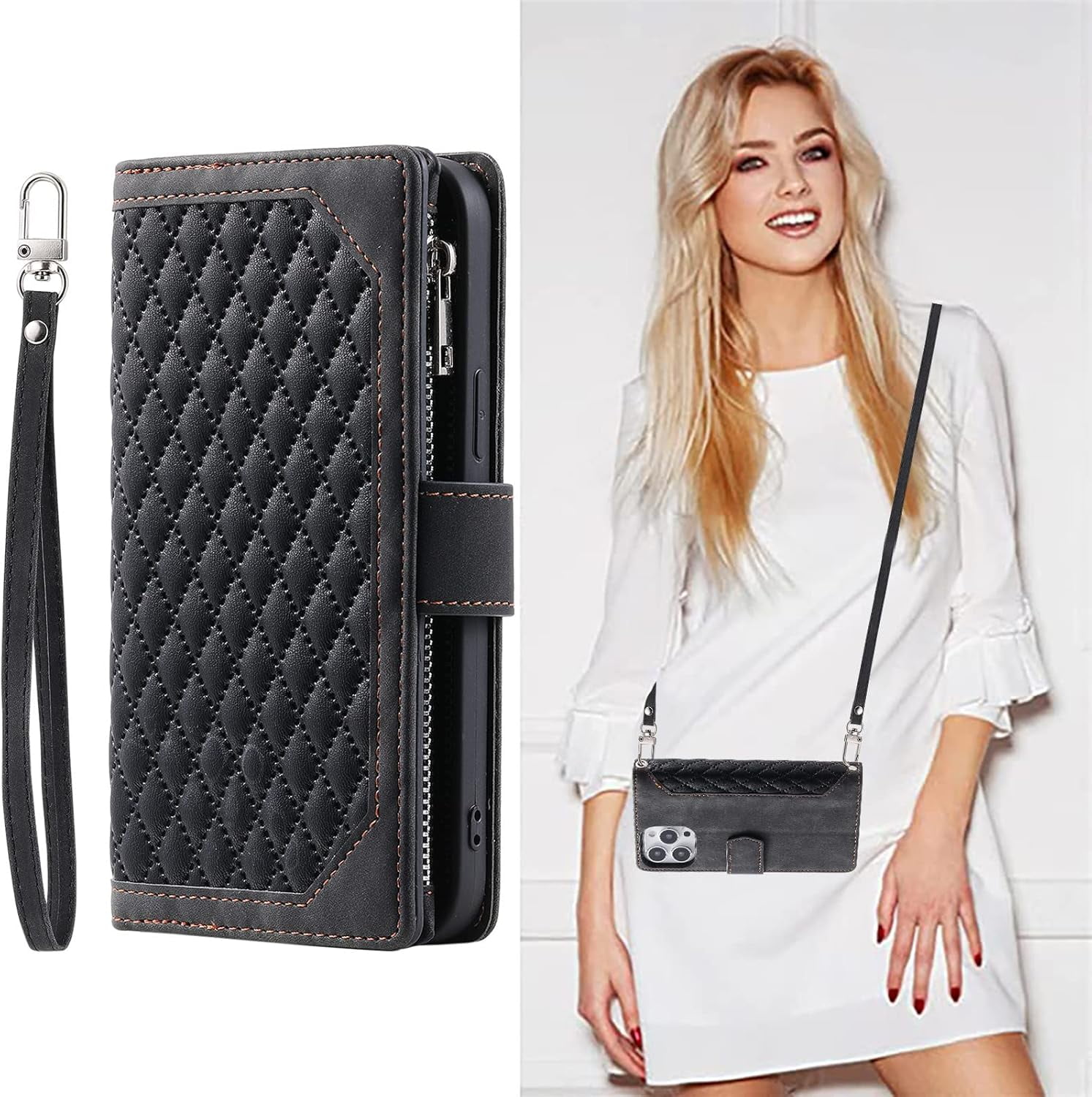 LANFENG Crossbody Wallet Case for Apple iPhone 12 Pro Max Leather Phone ...