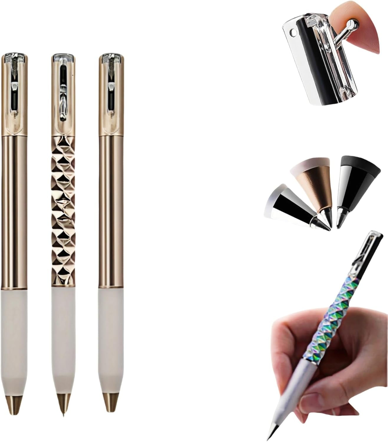 LANFENG Crunchy Sensory Pen,Geometric Crinkle Design Fidget Pen ...