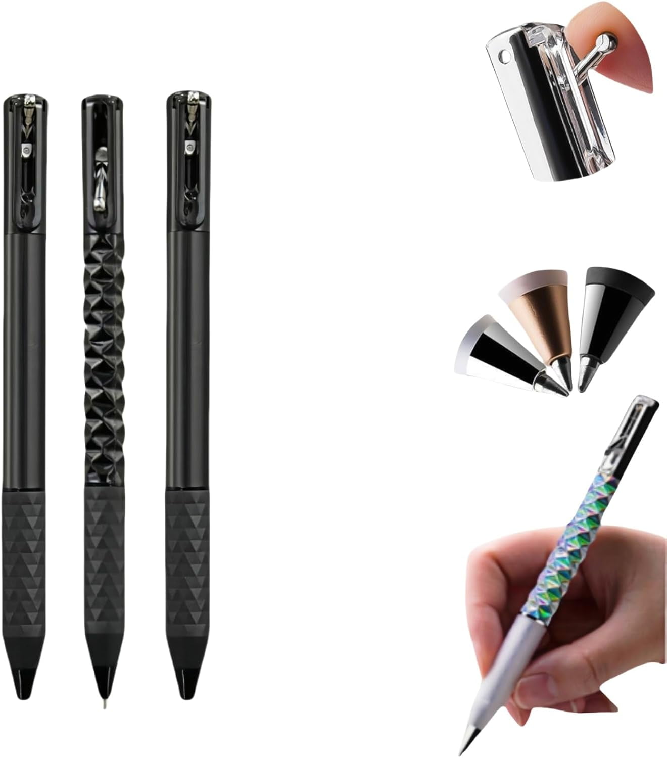 LANFENG Crunchy Sensory Pen,Geometric Crinkle Design Fidget Pen ...