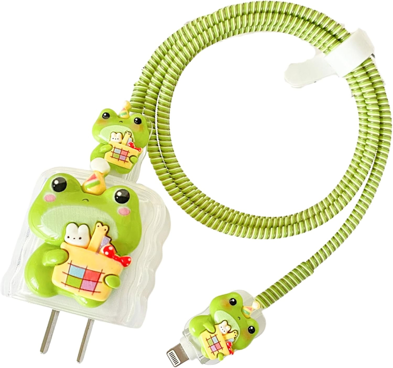 LANFENG Cute 3D Duck Charger Cover For iPhone Fast Power Adapter Clear ...