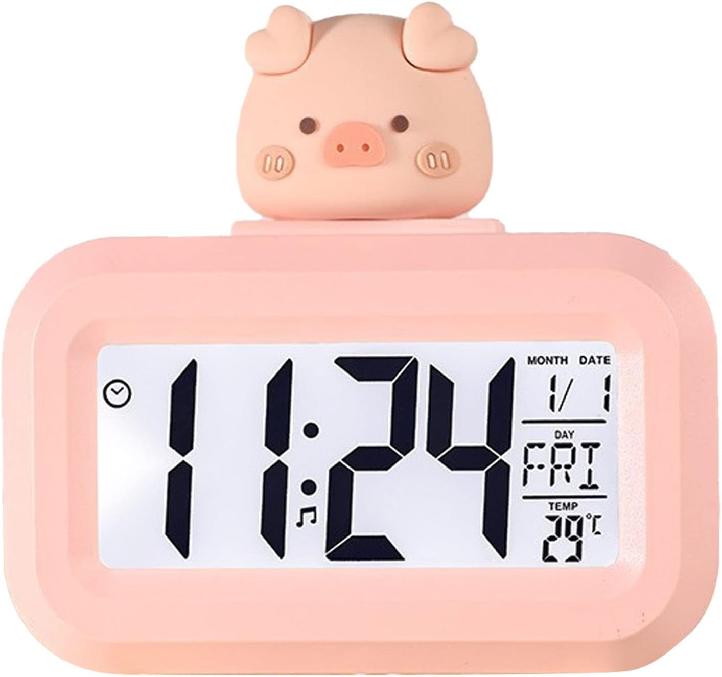 LANFENG Cute Kawaii Alarm Clock with Piggy Shape and LED Screen for ...