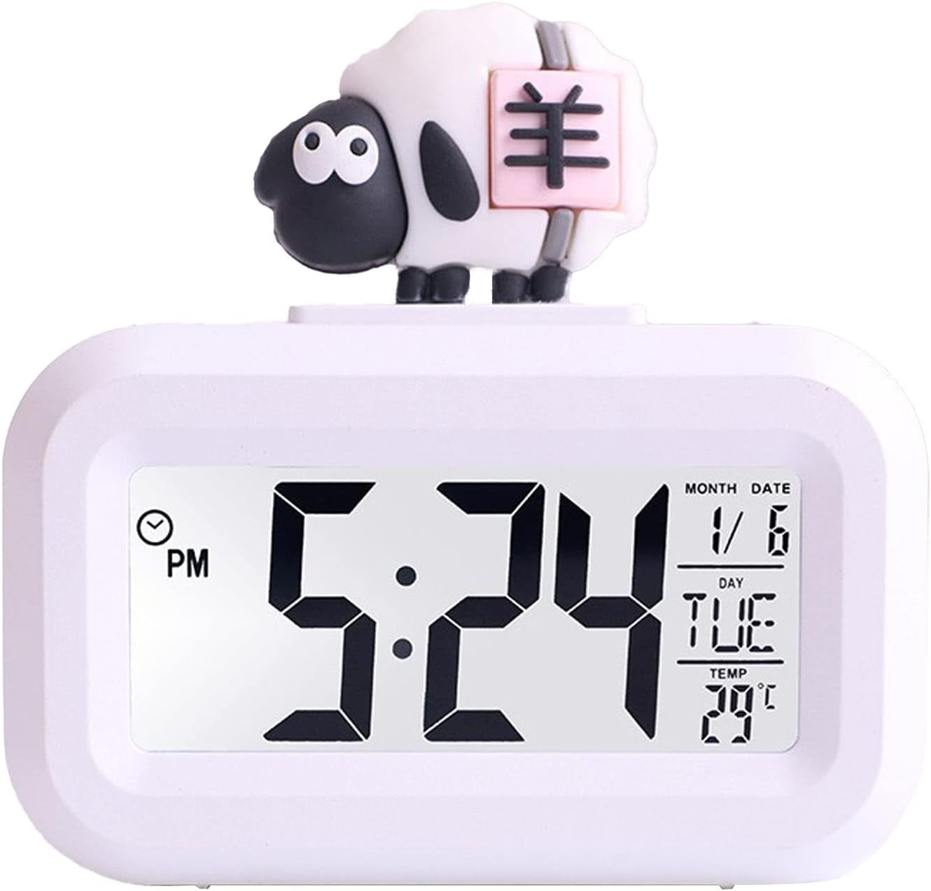 LANFENG Cute Kawaii Alarm Clock with Piggy Shape and LED Screen for ...