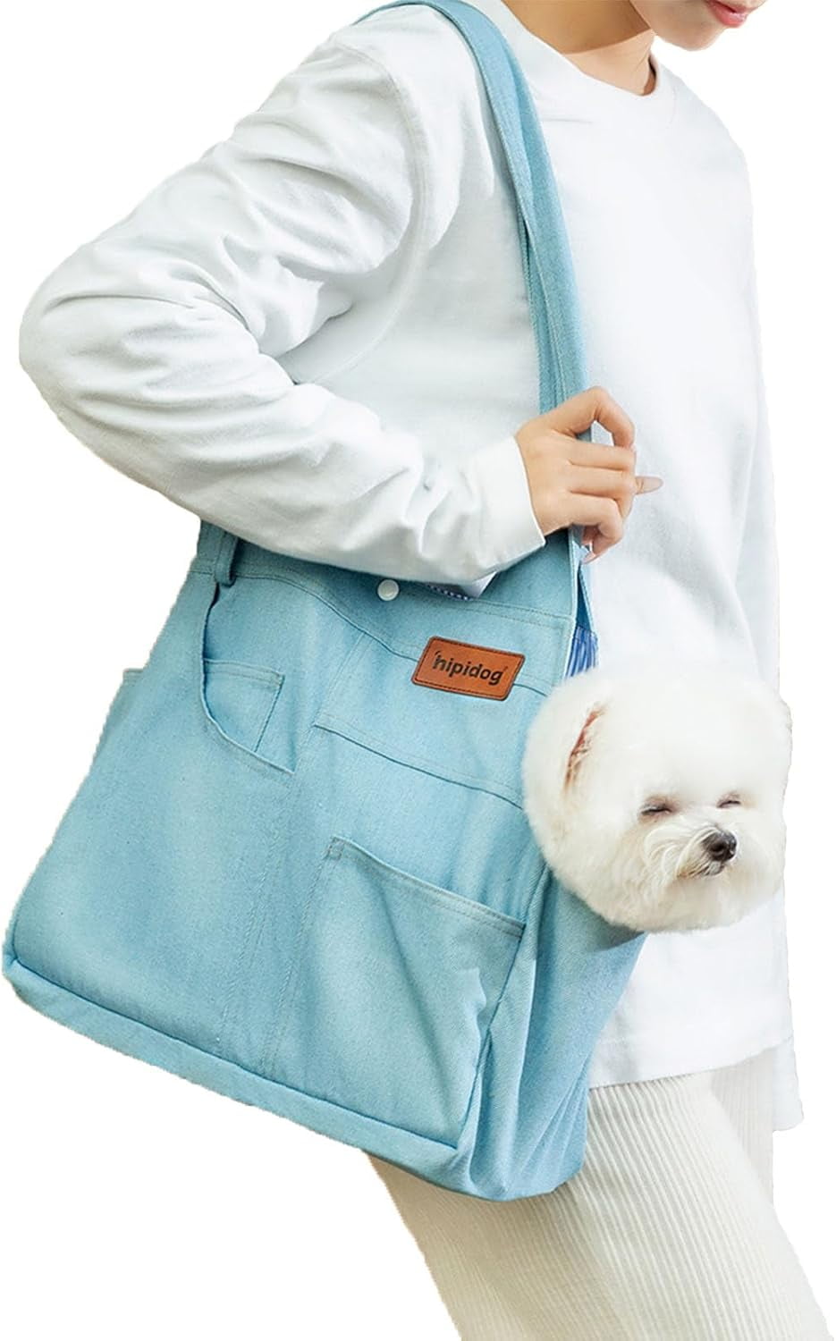 LANFENG Dog Carrier Purse Premium Denim Dog Soft Sided Carriers Bag Pet ...