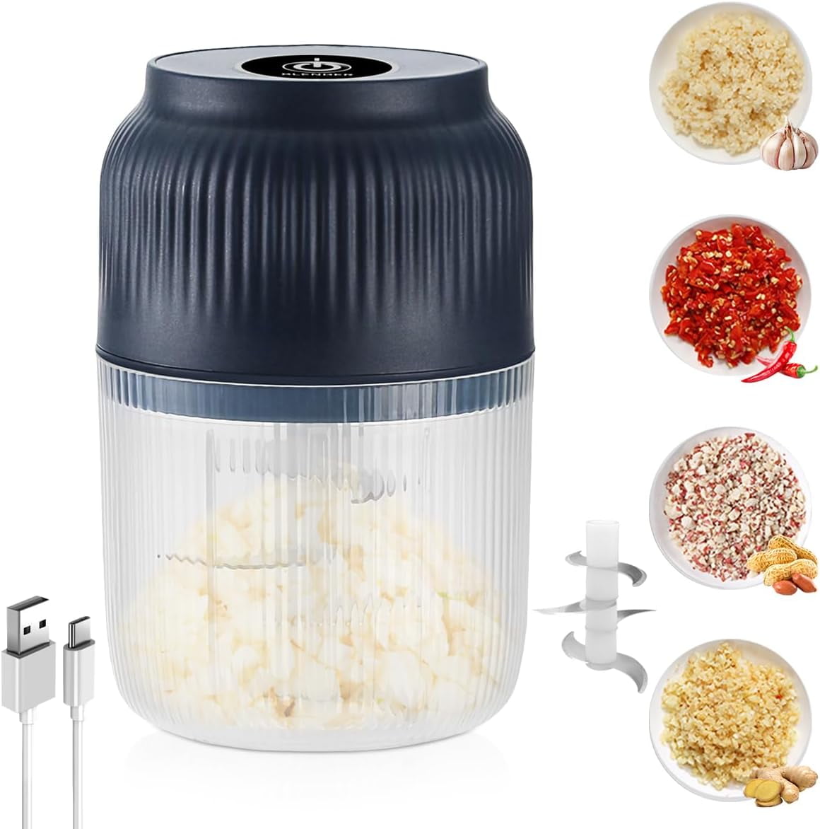 LANFENG Electric Food Chopper Mini, Wireless Portable USB Charging ...