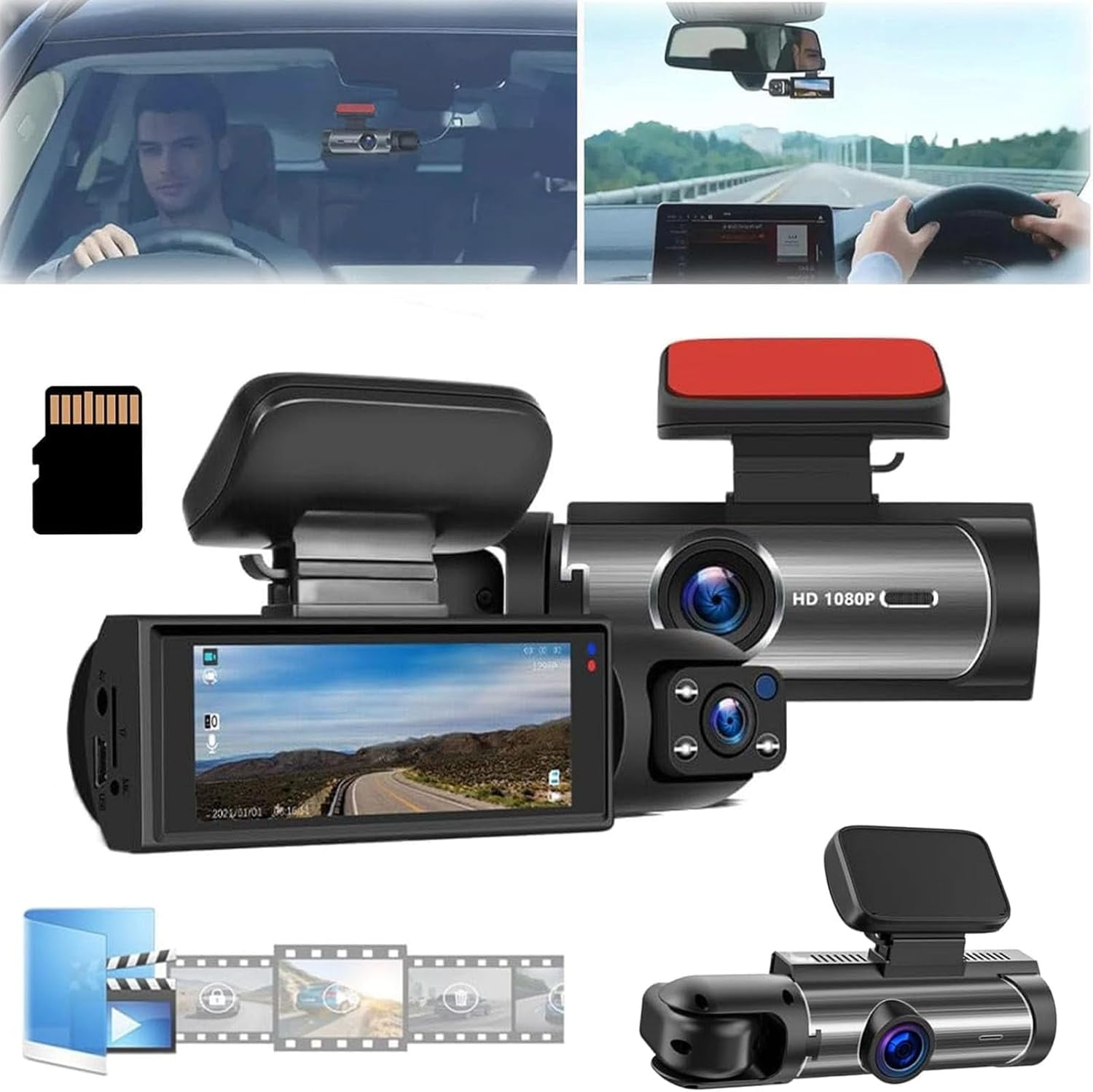 LANFENG Front and Rear Dash Cam Night Vision Parking Dual Lens Car ...