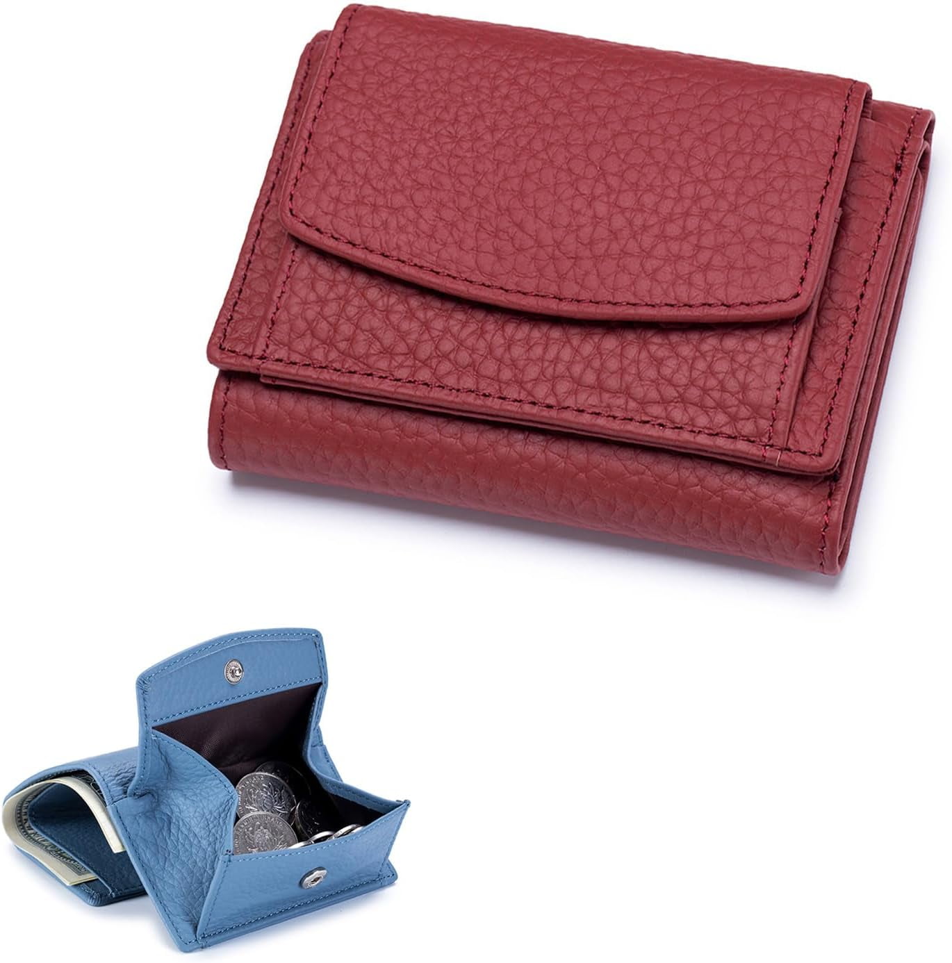 LANFENG Genuine Leather RFID Blocking Card Holder Organizer Pocket Mini ...