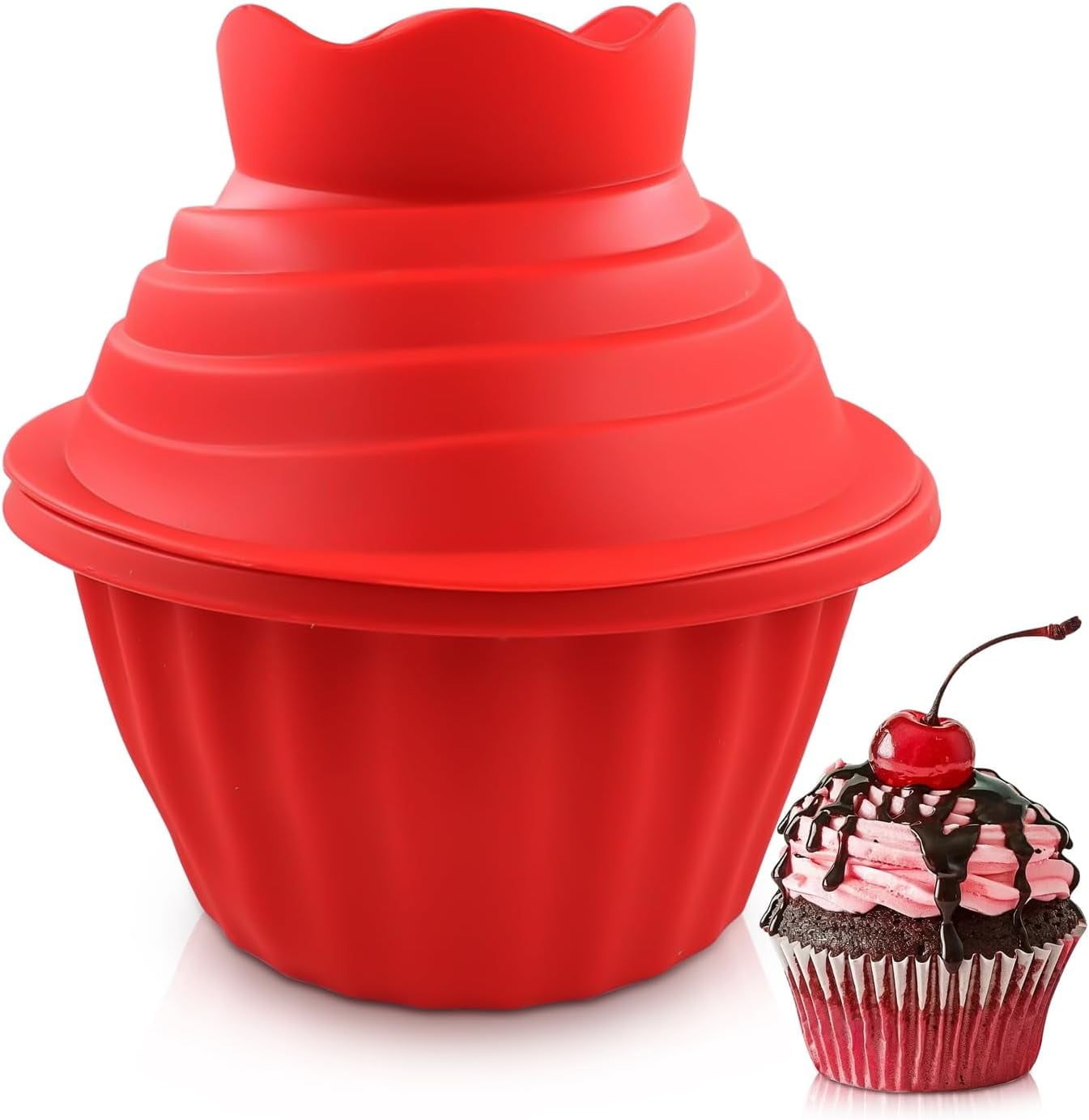 LANFENG Giant Cupcake Mold, Non-Stick Jumbo Cupcake Bake Set, Silicone ...