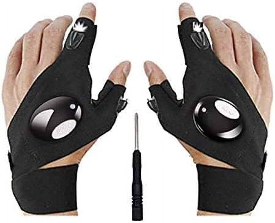LANFENG Gloves LED Flashlight Gloves, Stretchy Fingerless Gloves Light ...