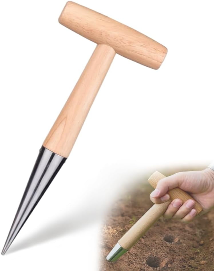 LANFENG Handheld Soil Hole Digger T Shaped Handle Tool for Sowing Seeds ...