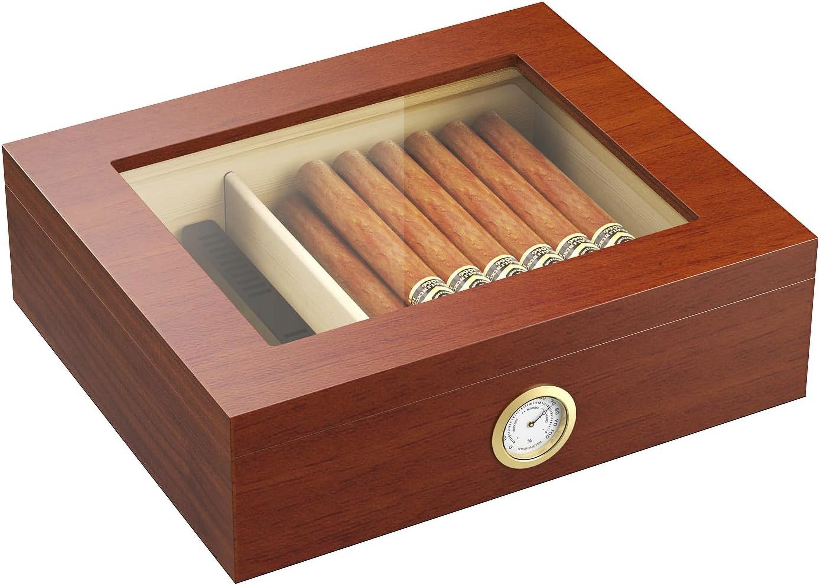 LANFENG Handmade Wooden Cigar Humidor Desktop,20-30 Counts Capacity ...
