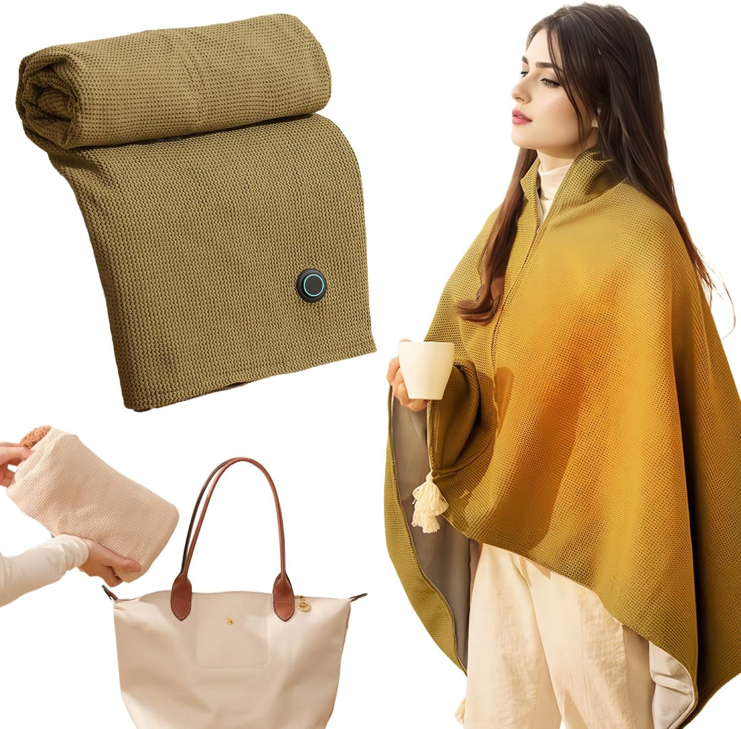 LANFENG Heated Shawl Wraps for Women, Portable USB Heated Blanket ...