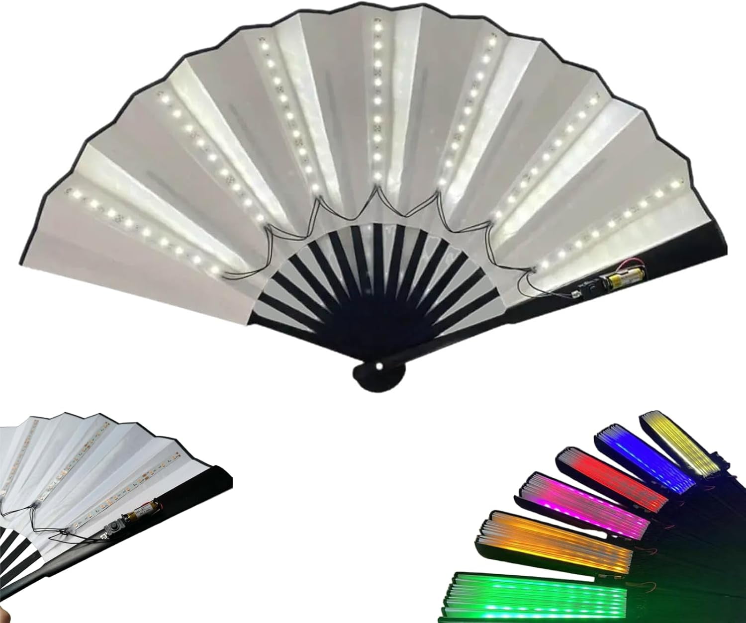 LANFENG Holographic Folding Hand Fan in Multi Color with LED for Line ...