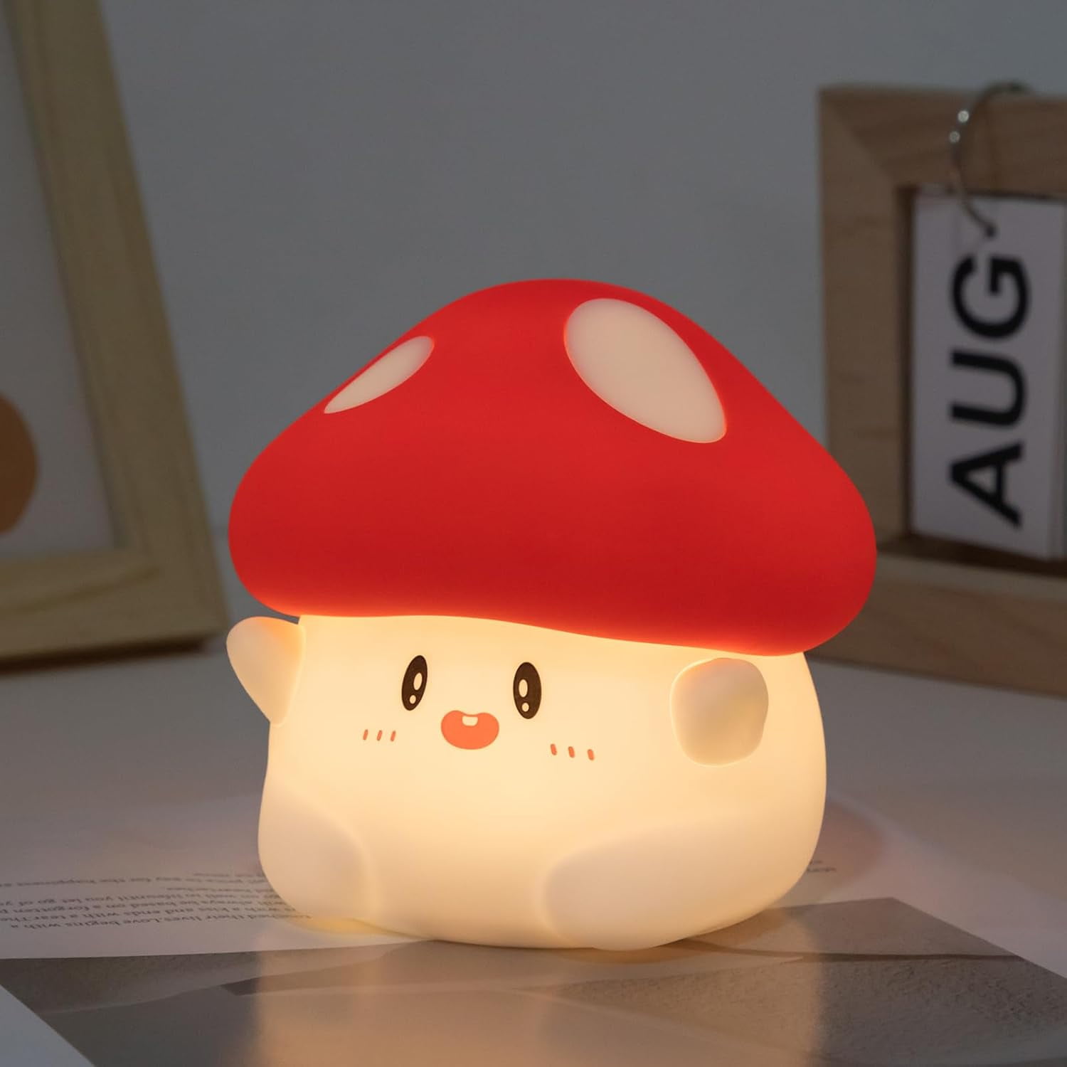 LANFENG Hug Mushroom Lamp, Cute Mushroom Night Light, 2 Levels Dimmable ...