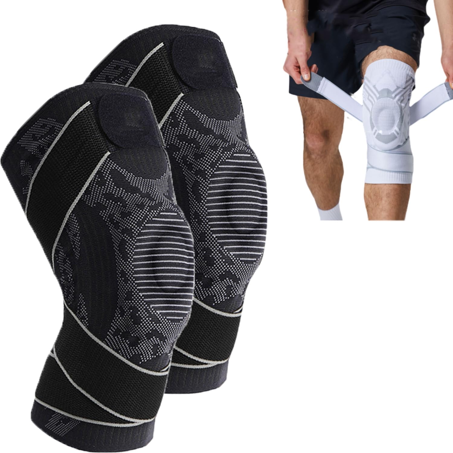LANFENG Knee Braces for Knee Pain, Compression Knee Sleeves with ...
