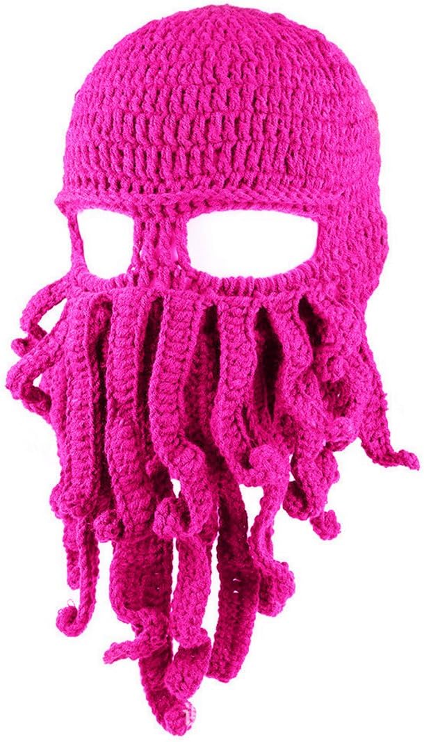 LANFENG Knitted Octopus Tentacle Ski Mask w/ Beard Cap & Balaclava Gift ...
