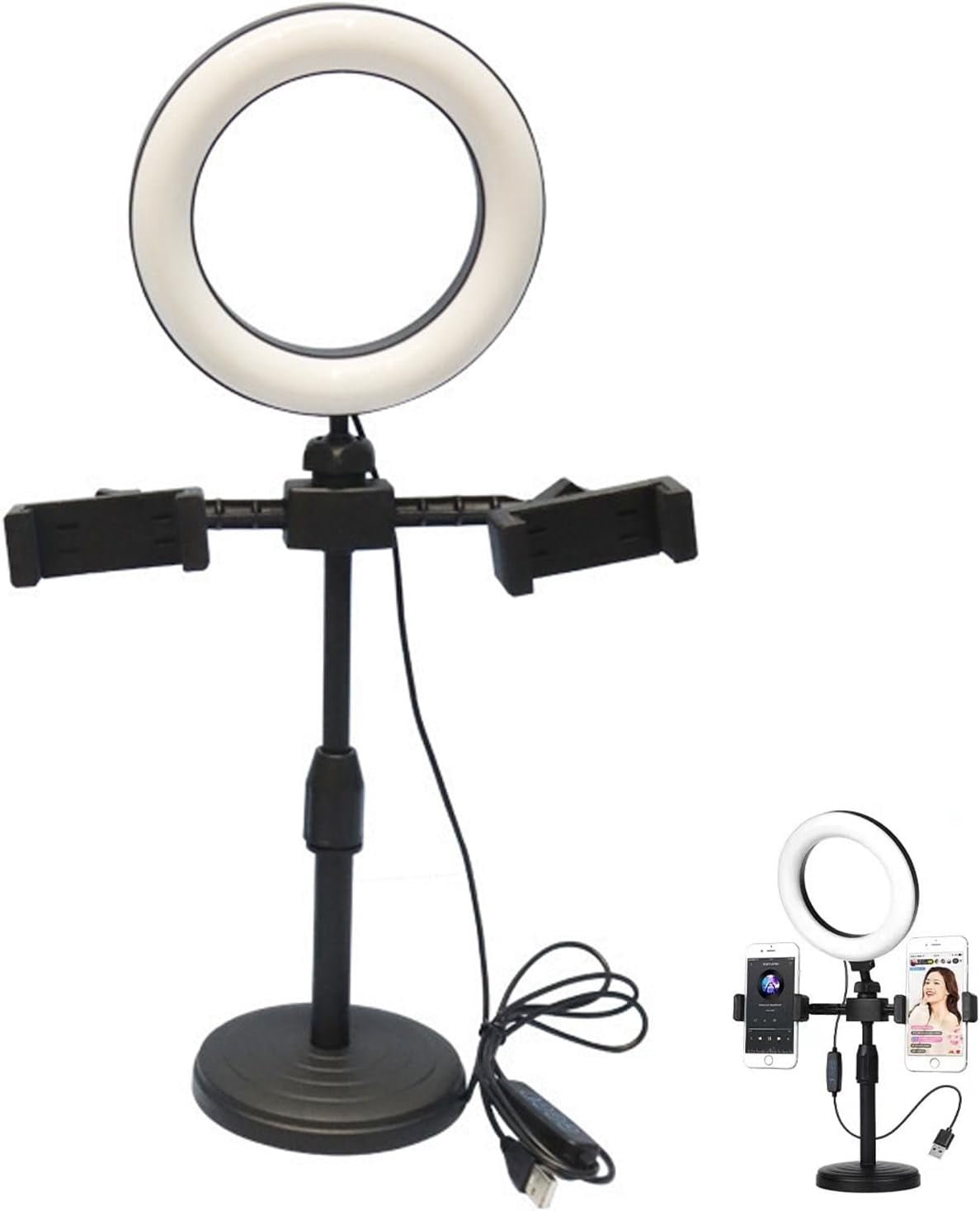LANFENG LED Ring Light with Portable Adjustable Telescopic Stand & 2 ...