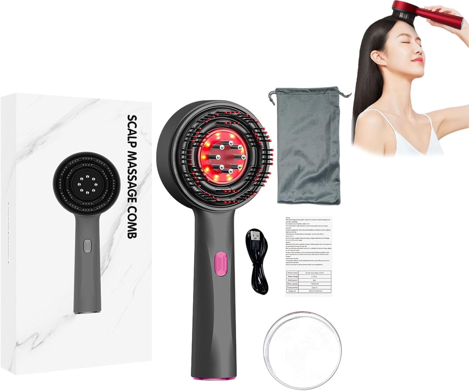 LANFENG Massager Red Light Hair Massager,Bloomly Scalp Massager ...