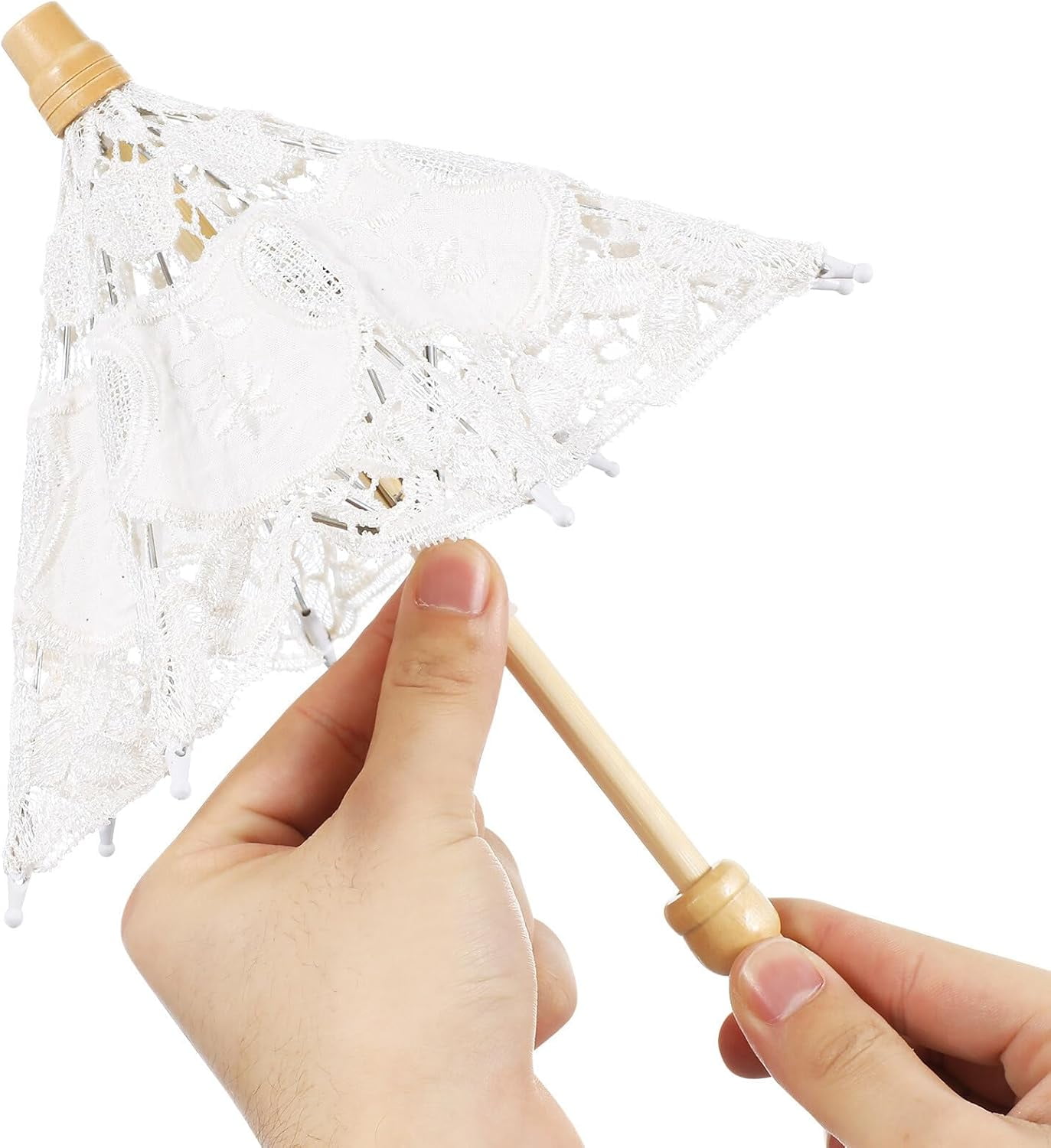LANFENG Mini Lace Parasol Umbrella - Tiny White Vintage Wedding Bridal ...