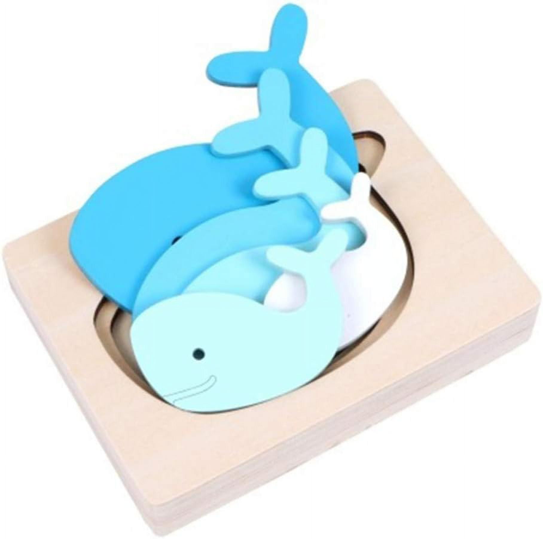 LANFENG Multi-Layered Whale Wooden Puzzles for - Educational Cartoon 3D Panel Jigsaw Brain ...