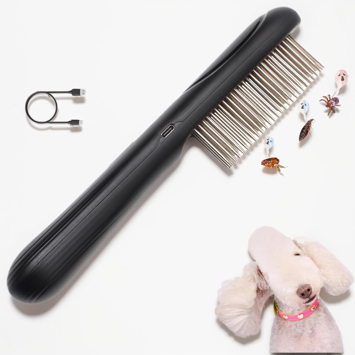 LANFENG Pet Combs,Electric Flea Comb for Dogs/Cats,Rechargeable Pets ...