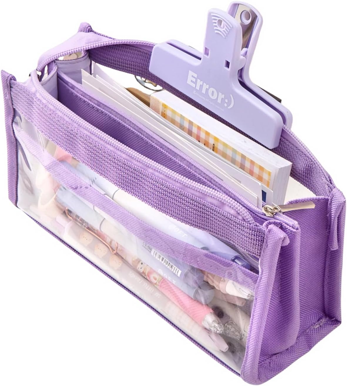 LANFENG Preppy Pencil Pouch Clear Aesthetic Pencil Pouch Six Layers ...