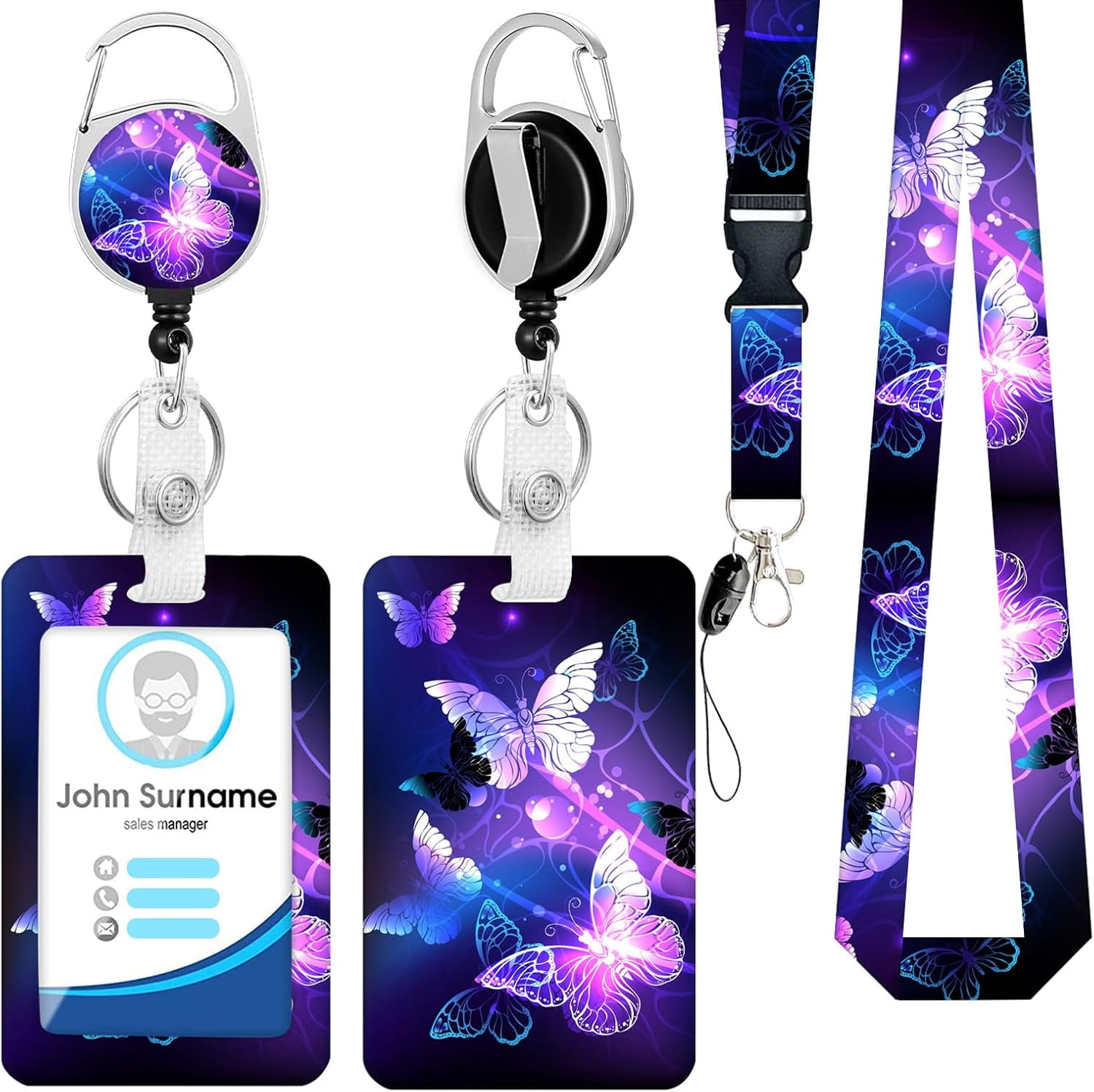 LANFENG Purple Butterfly Nurse Lanyard - Stylish Purple Lanyard with ...