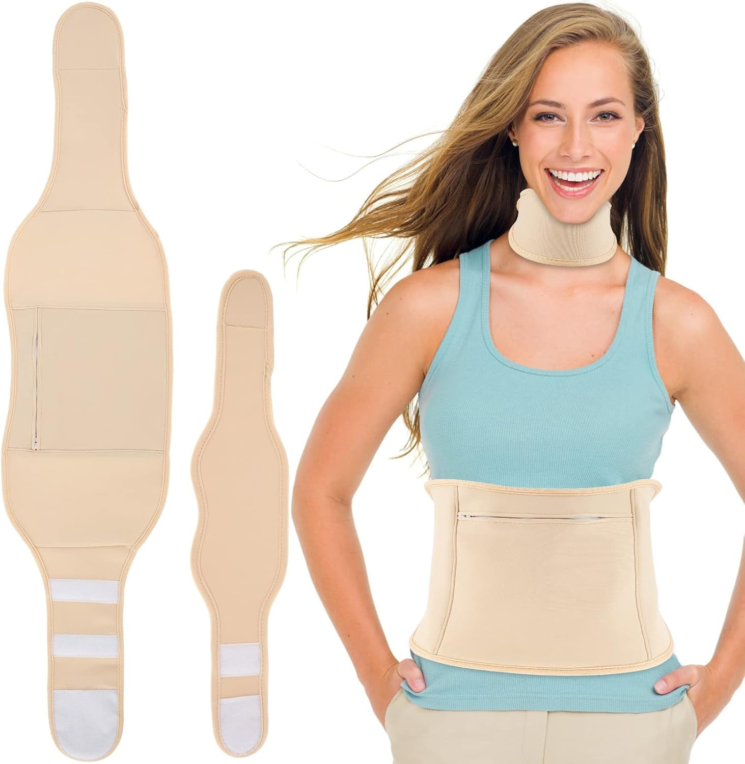 LANFENG Reusable Organic Cotton Flannel Castor Oil Pack Set Of 2 Soft Comfortable Wraps With ...