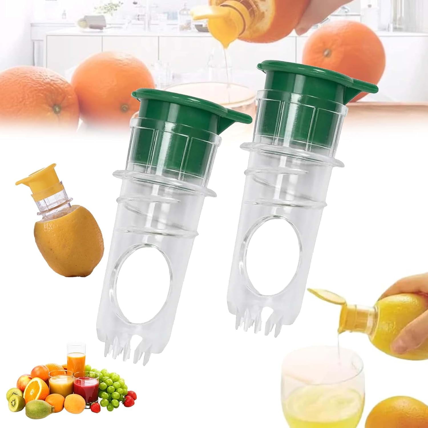 LANFENG Screw-Top Lemon Squeezer with Built-In Filter Yellow and Green ...