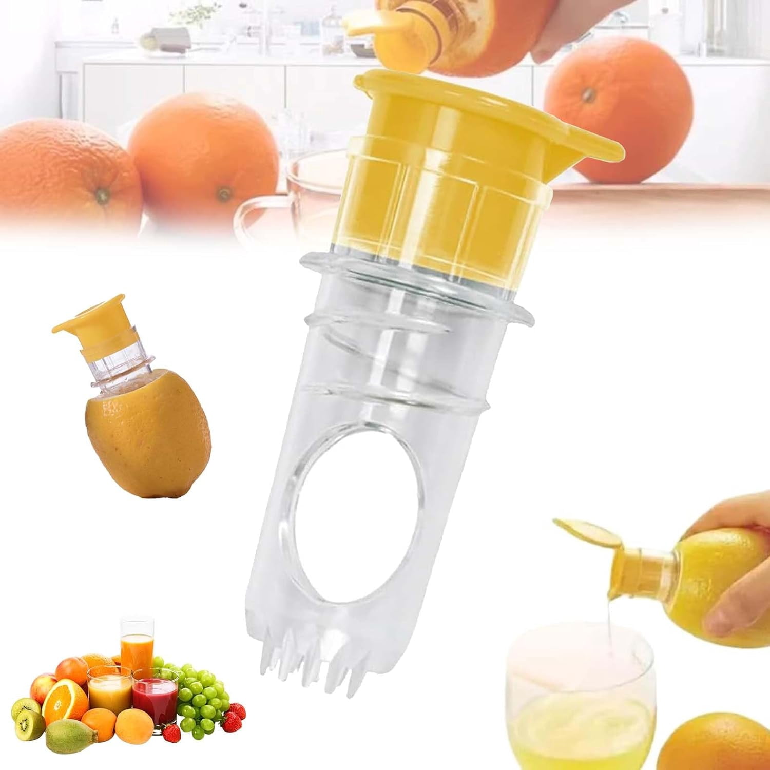 LANFENG Screw-Top Lemon Squeezer with Built-In Filter Yellow and Green ...