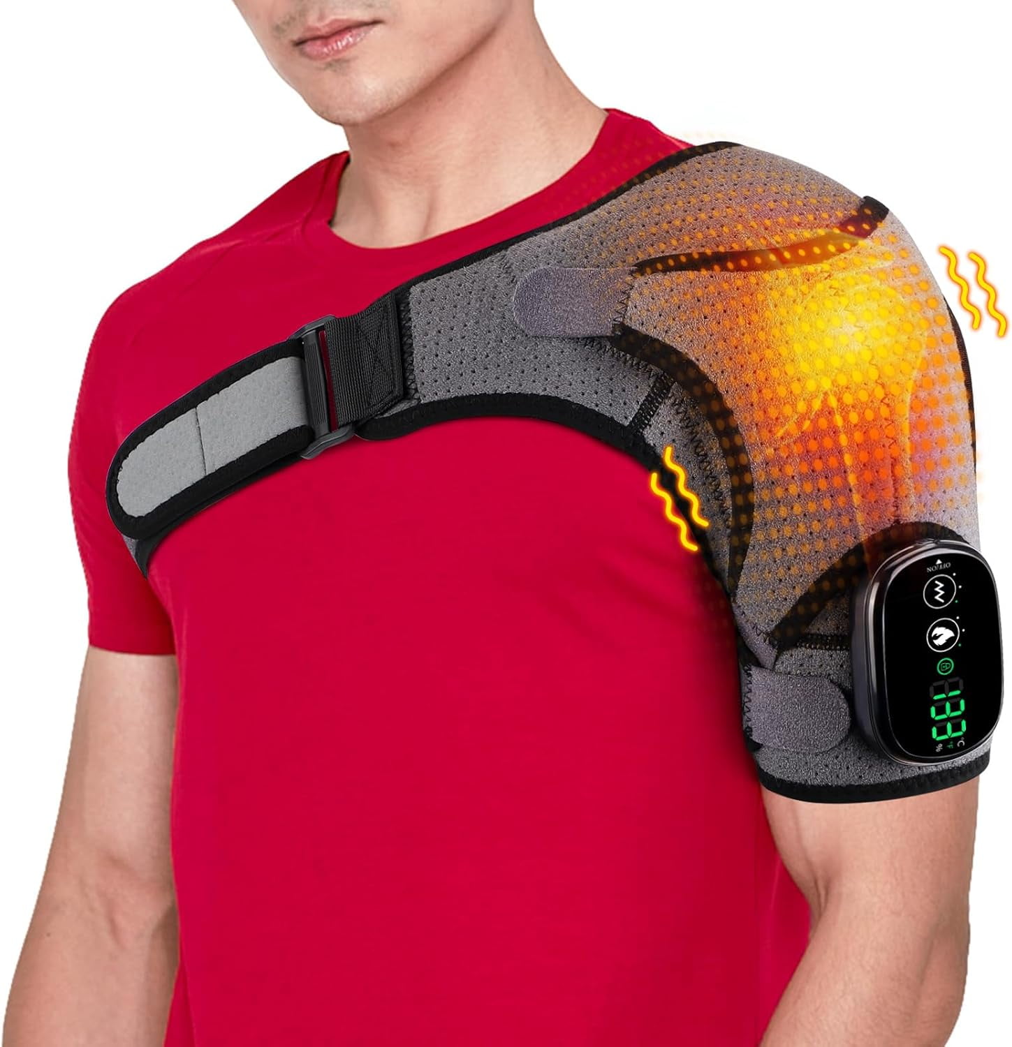LANFENG Shoulder Device, Heated Shoulder Brace with Red Light & Massage ...