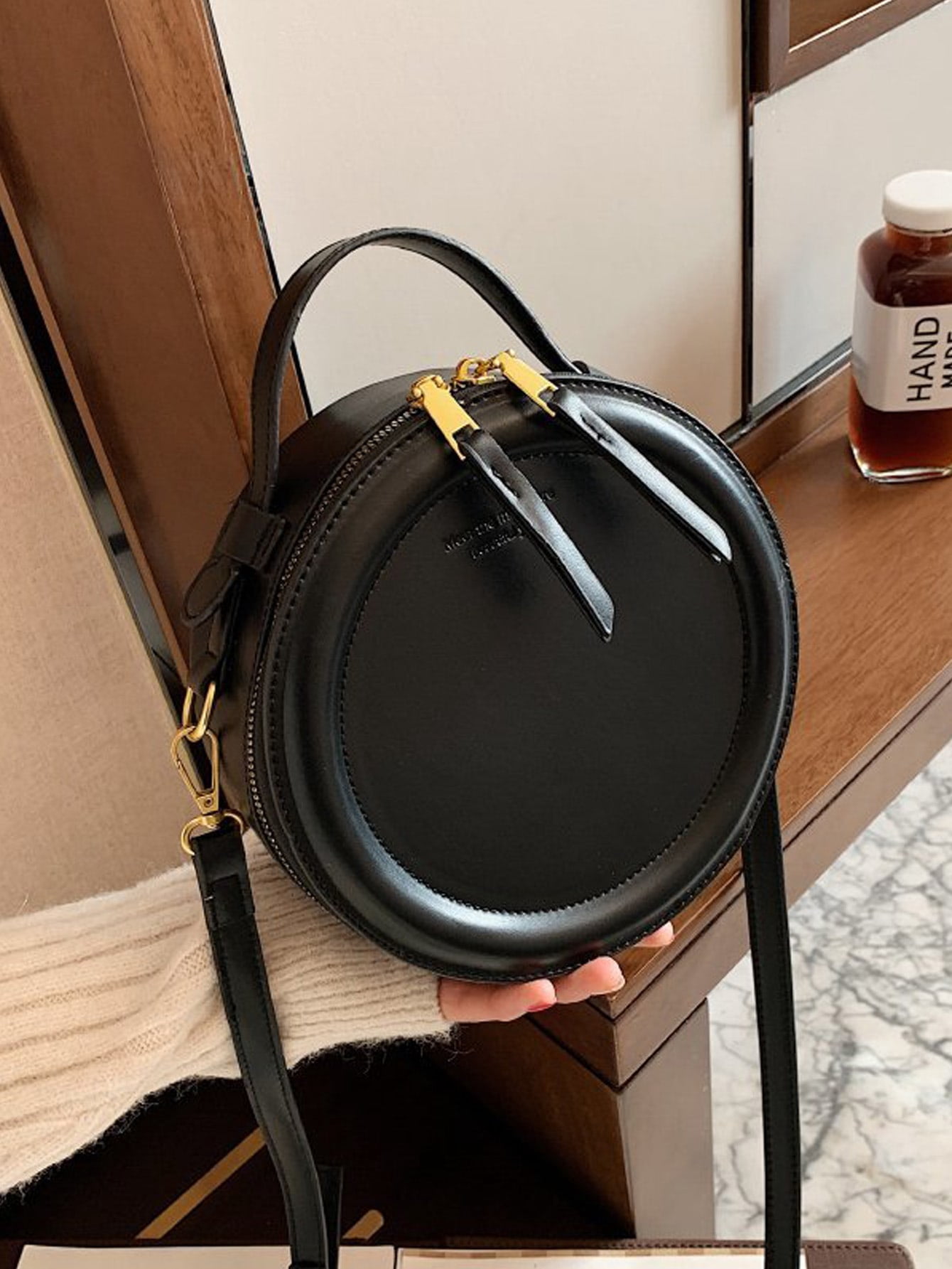LANFENG Shoulder Handbag Round Tote Vintage Leather Women Purse ...
