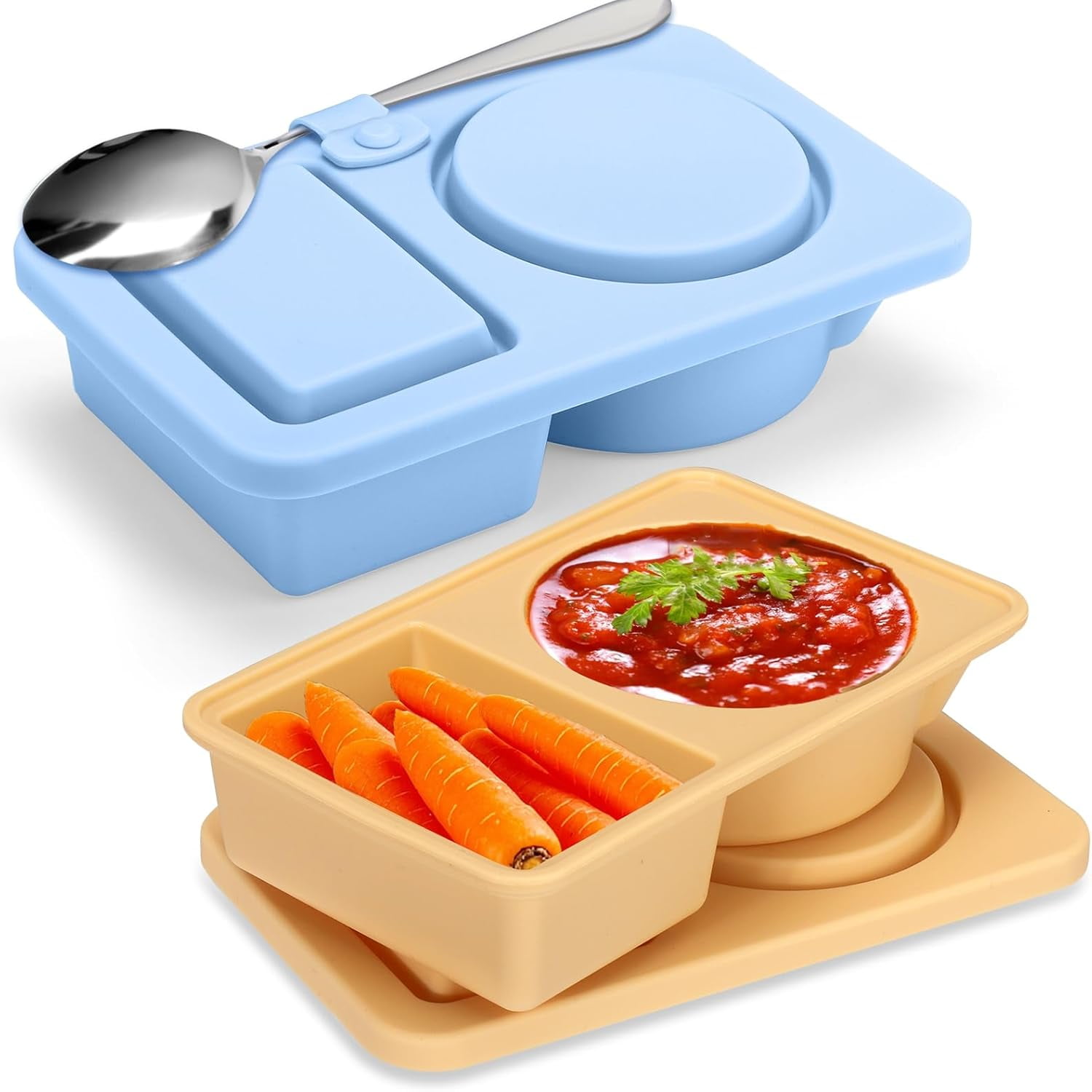 LANFENG Silicone Snack Box Set, 3PCS Mini Food Containers with Lids ...