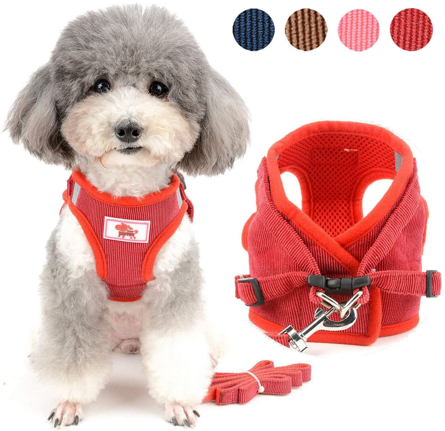 LANFENG Small Dog Harness and Leash Set No Pull Adjustable Reflective Step-in Puppy Boy Girl ...