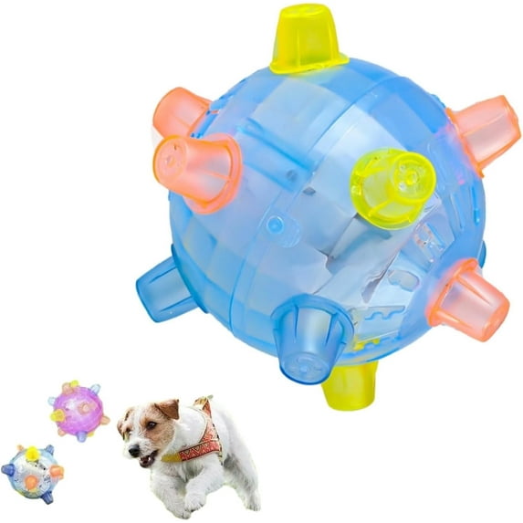 LANFENG Small Dog Interactive Lighted Ball Toy - Jumping Activation Pet Toy - Bouncing Flashing ...