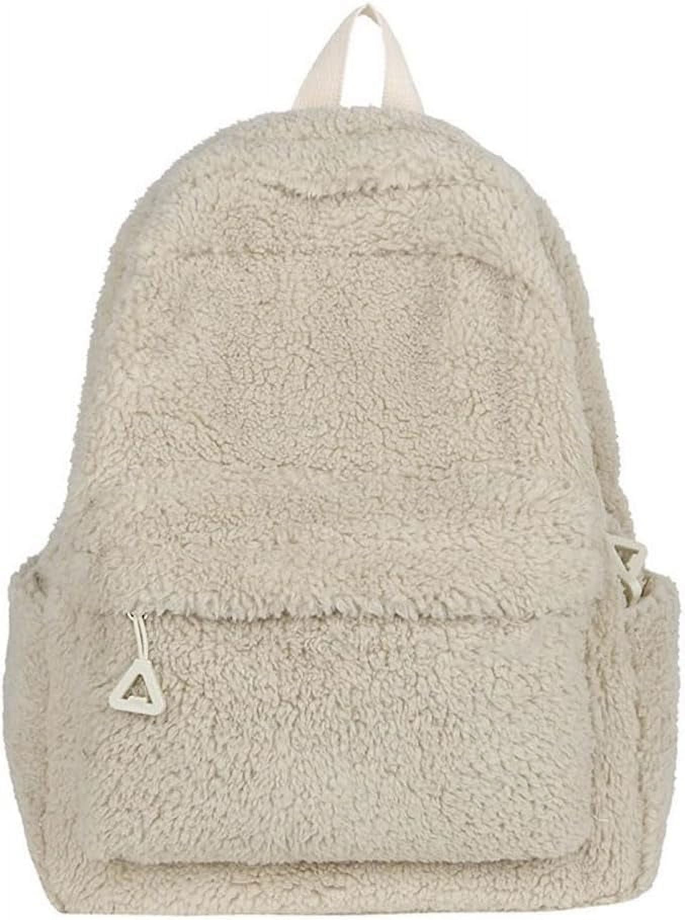 LANFENG Small Fuzzy Backpack Light Yellow Soft Plush Mini Backpack Cute ...