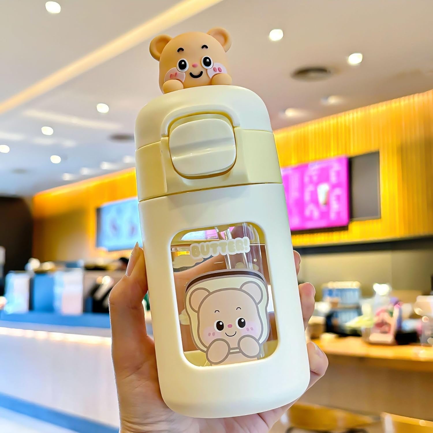 LANFENG Small Water Bottle with Straw 11.16oz Cutecore Water Bottle ...