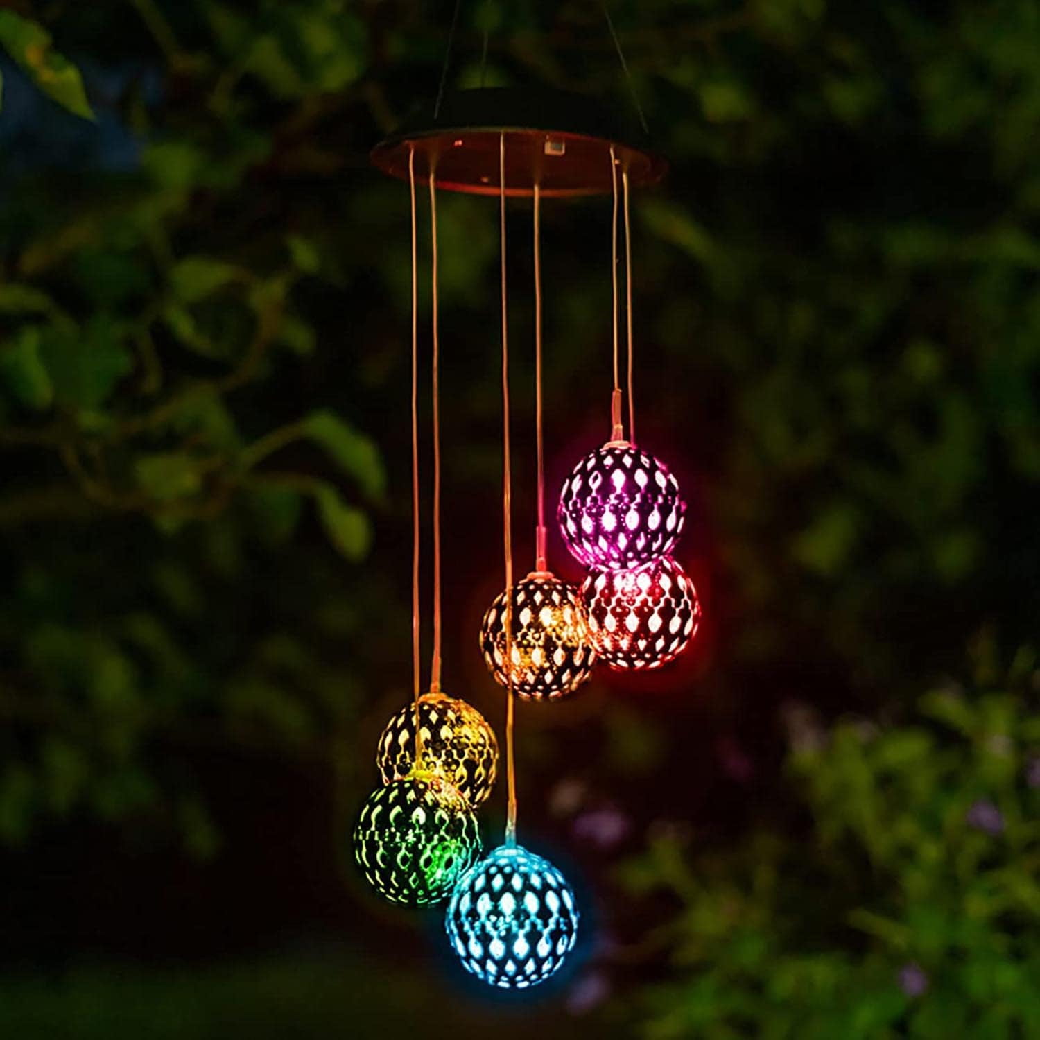 LANFENG Solar Metal Wind Chime Mobile - Rainbow Color Changing LED ...