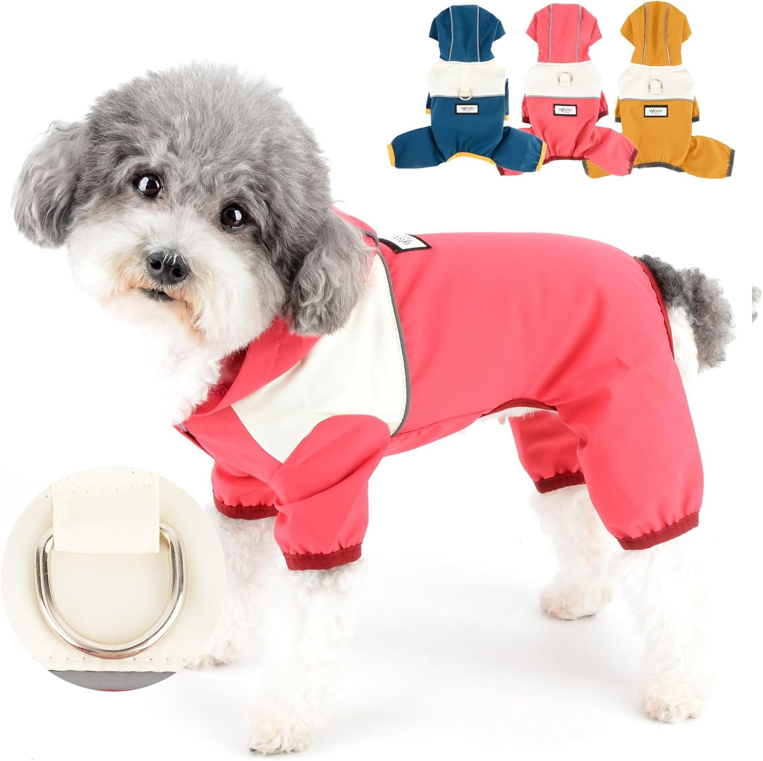 LANFENG Waterproof Dog Raincoat with Hood for Small Dogs Reflective ...