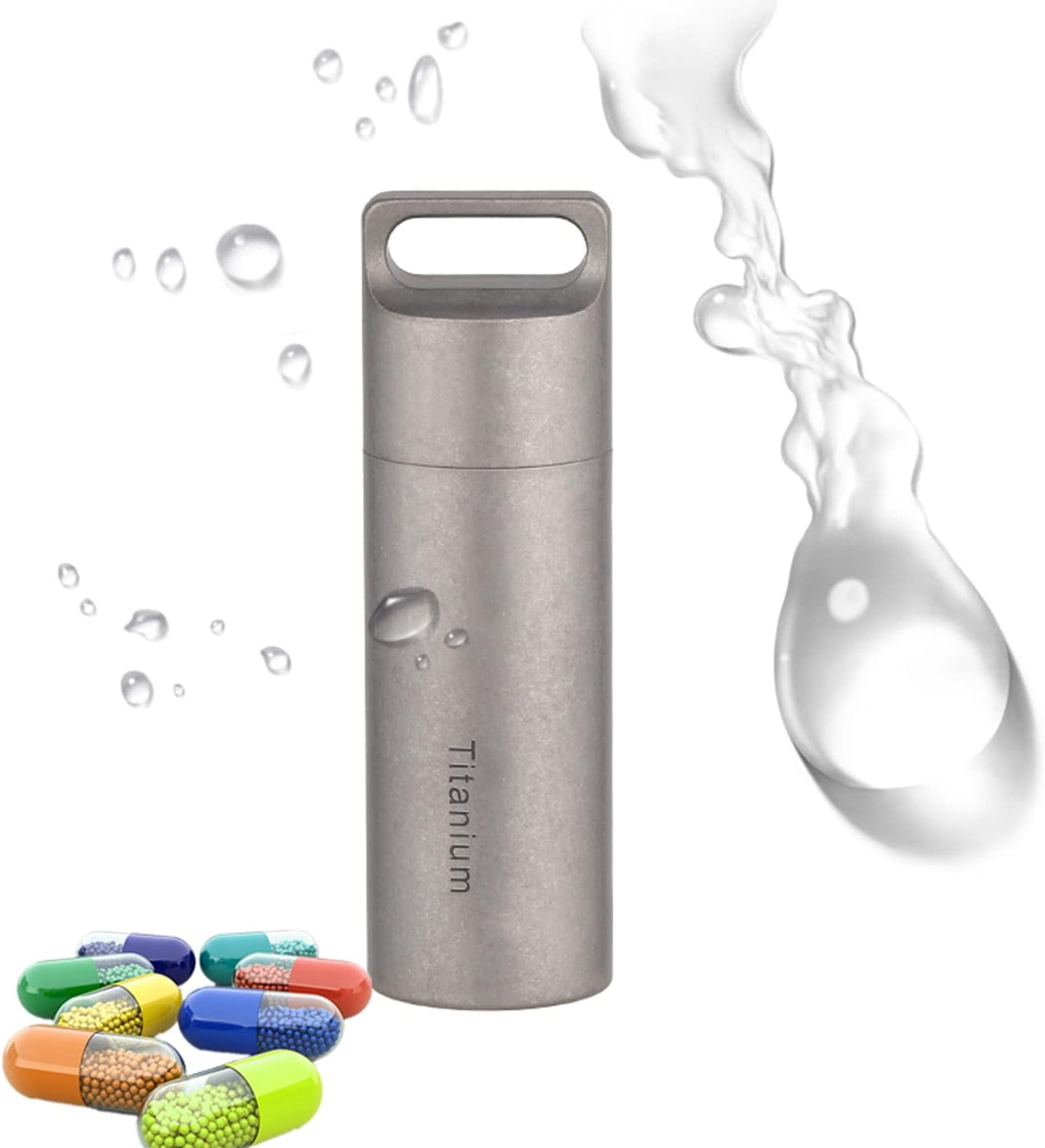 LANFENG Waterproof Titanium Keychain Pill Container for Men and Women ...