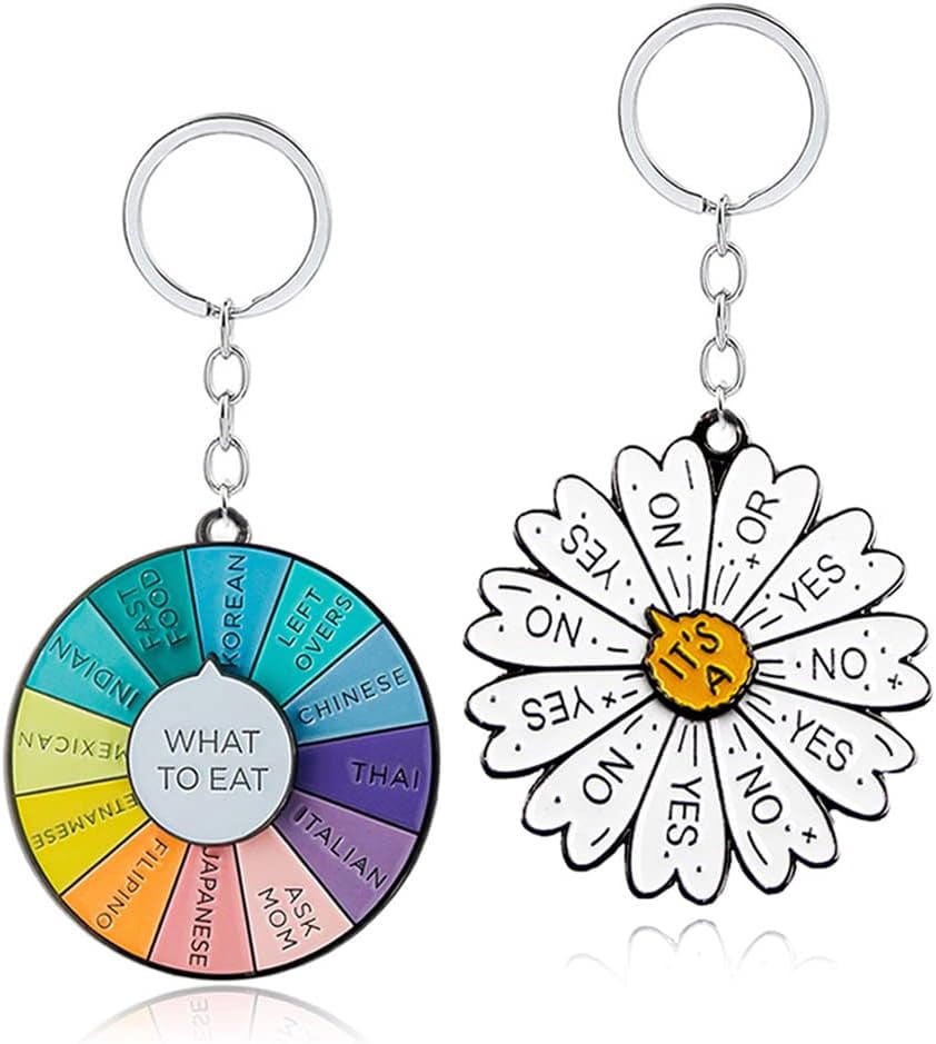 LANFENG What To Eat Spinning Wheel Keychain Color Wheel Key Chain Mood ...