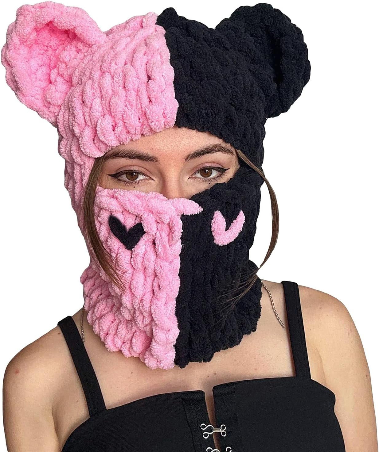 LANFENG Womens Knit Full Face Ski Mask Crochet Balaclava Winter Warm ...