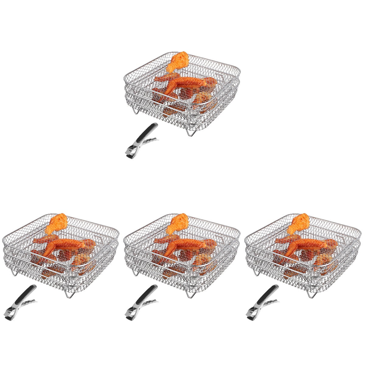 LANGERIY 12 Pcs Stackable Air Fryer Racks with Tong Stainless Steel ...